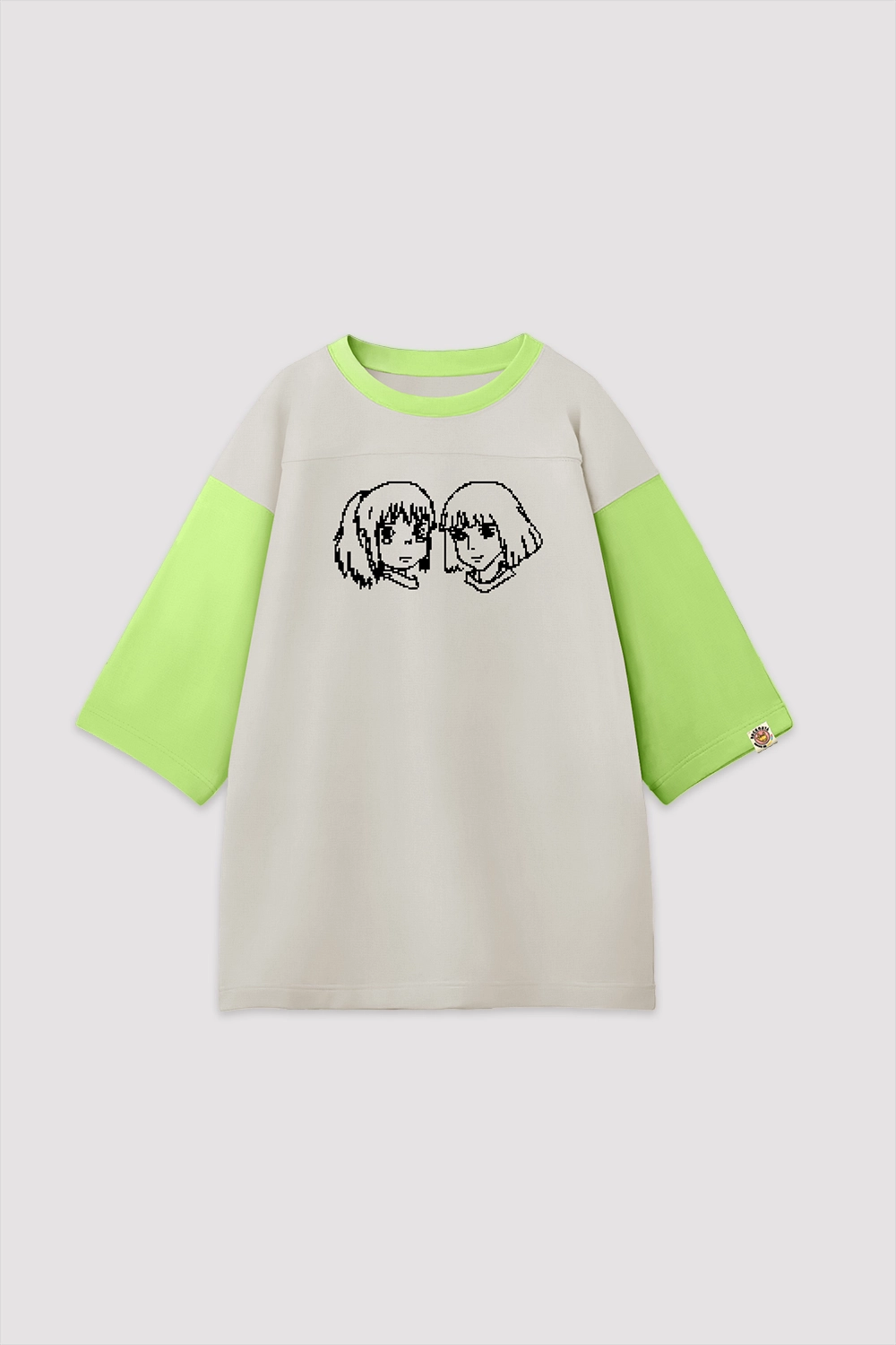 Camiseta Beige Panels Oversize 3 4 Haku Y Chihiro Unisex Rockgotá